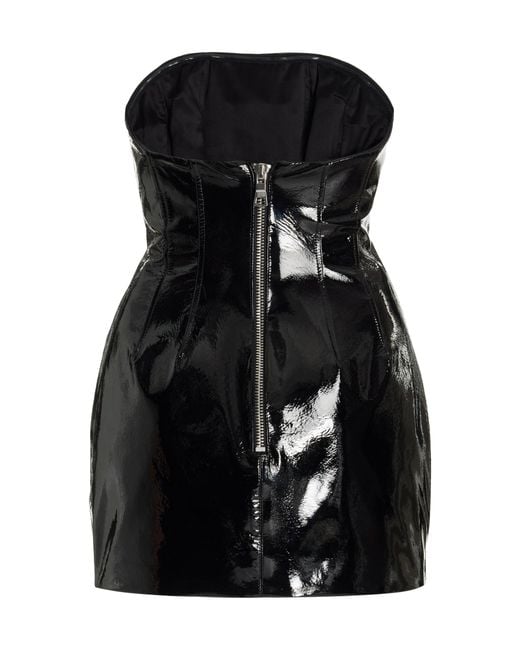 Laquan Smith Patent Leather Corset Mini Dress In Black Lyst