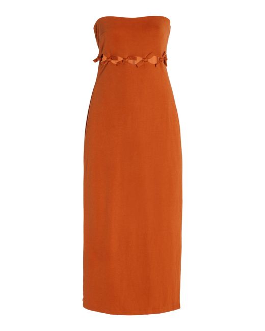 Third Form Tie down Modal blend Strapless Midi Dress In Orange Lyst UK third-form-tie-down-modal-blend-strapless-midi-dress-in-orange-lyst-uk