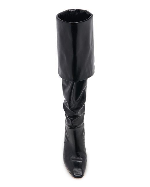 Chloé Georgia Fold-Over Leather Knee Boots in Black | Lyst