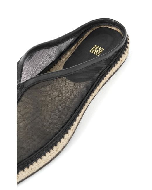 Totême Leather-trimmed Mesh Slippers in Black | Lyst