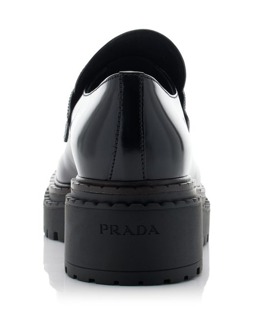 Prada Double Chocolate Leather Loafers in Black | Lyst