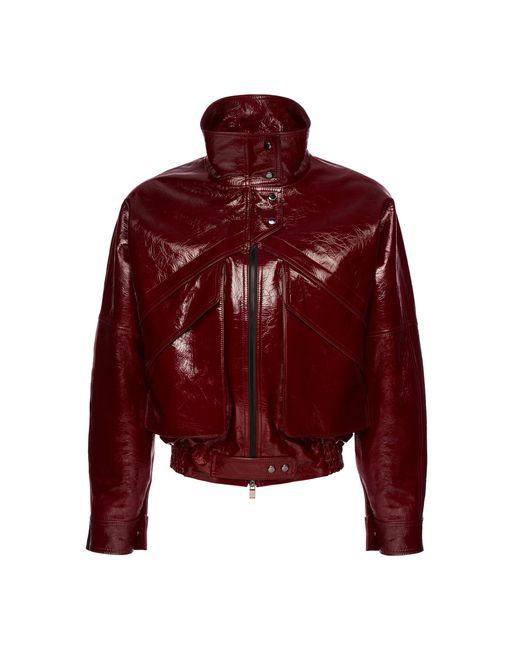 Magda Butrym Cropped Patent Leather Jacket in Red | Lyst