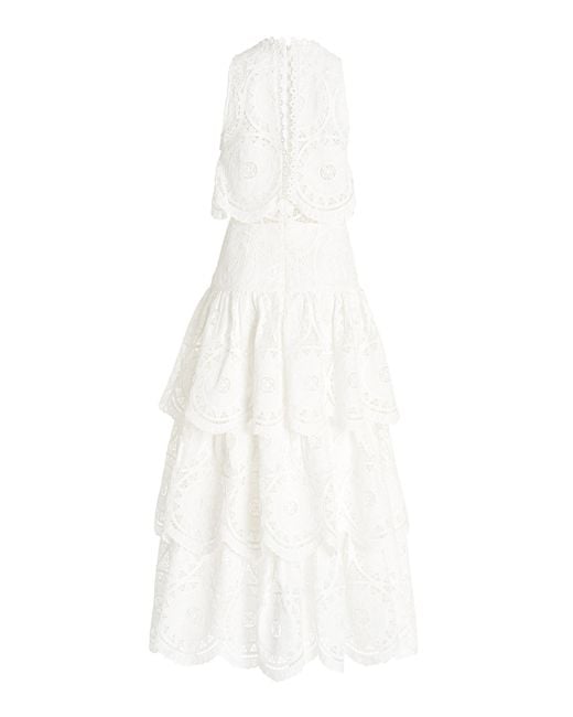 Alexis Aviana Tiered Lace Maxi Dress in White | Lyst