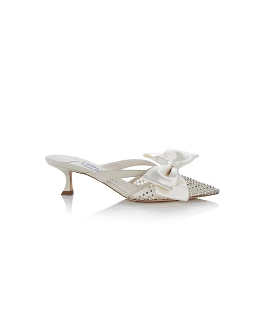 Jimmy Choo Flaca Crystal Mesh Mules in White | Lyst