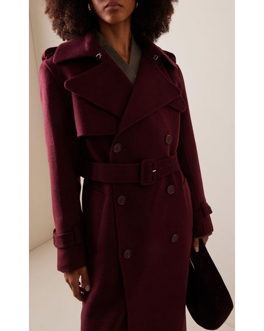 Jonathan Simkhai Rumi Belted Wool-blend Trench Coat in Purple | Lyst