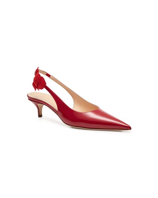 Magda Butrym Flower-embellished Leather Slingback Kitten Heeled Pumps ...