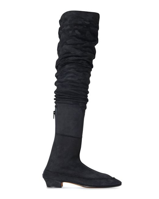 The Row Awar Suede Over-The-Knee Boots in Black | Lyst UK