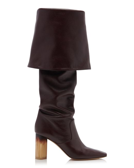 Chloé Georgia Fold-Over Leather Knee Boots in Brown | Lyst