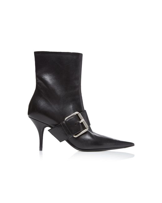 Balenciaga Knife Buckle-detailed Leather Ankle Boots in Black | Lyst
