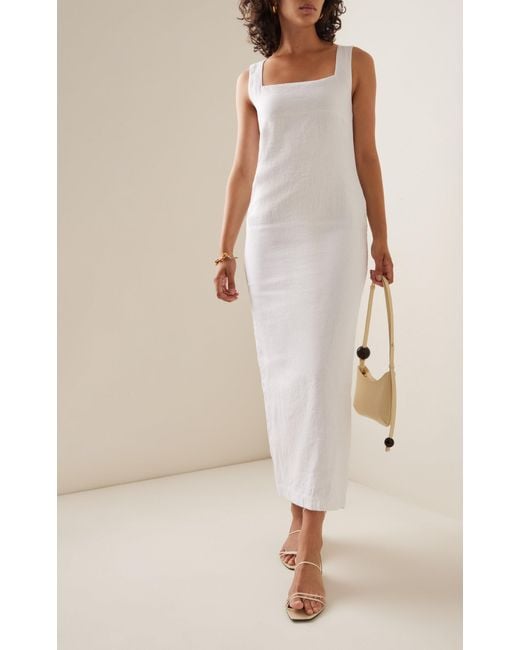 Posse Alice Linen Maxi Dress in White | Lyst