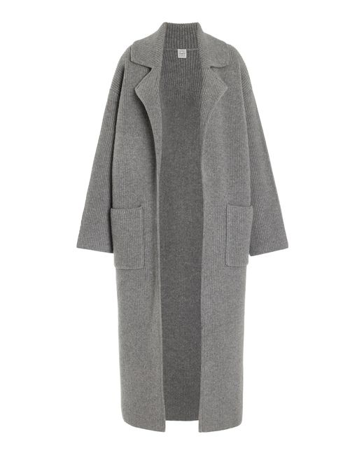 TOTEME Ribbed-knit Wool-blend Cardigan Coat in Gray | Lyst