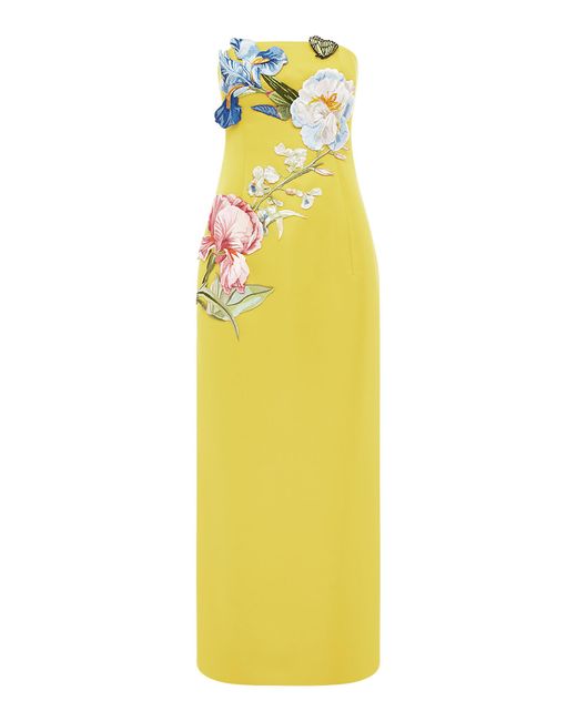 LEO LIN Rayna Flower-Appliquéd Maxi Dress in Yellow | Lyst