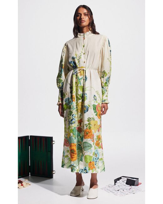 ALÉMAIS Constance Button-detailed Linen Maxi Dress in White | Lyst