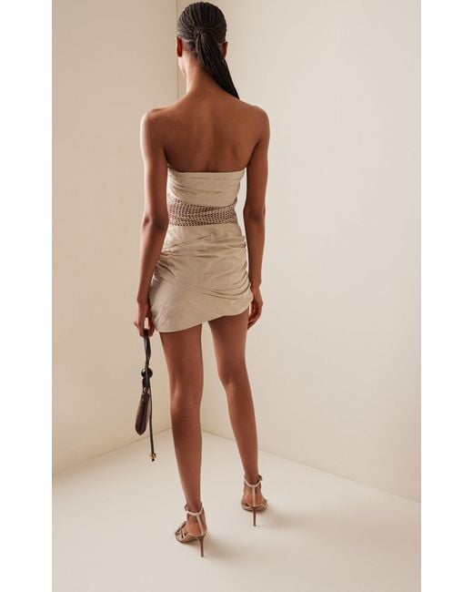 Christopher Esber Savoye Scrunch Micro Mini Dress in Natural | Lyst