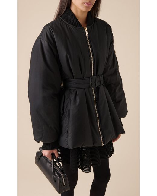 Alaïa Belted Cotton Bomber Jacket in Black | Lyst