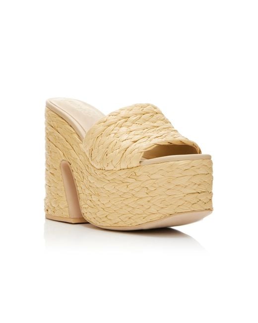 Cult Gaia Daria Raffia Platform Mules in White | Lyst