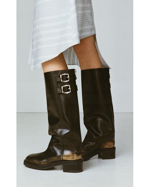 Jimmy Choo Brooklyn Leather Knee Boots in Black | Lyst