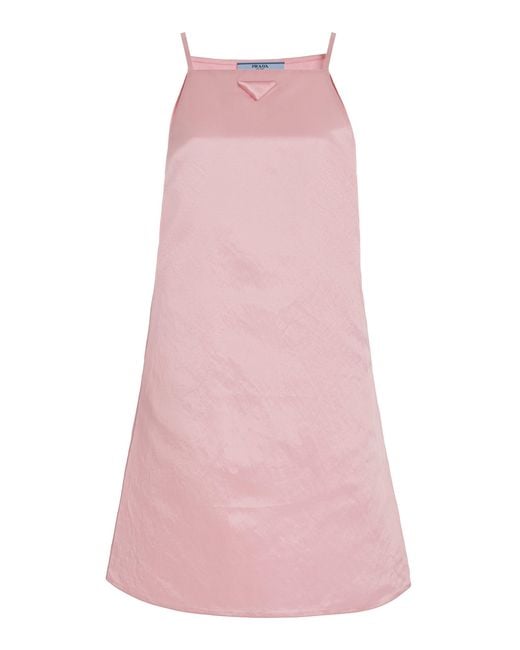 Prada Satin Mini Dress in Pink | Lyst