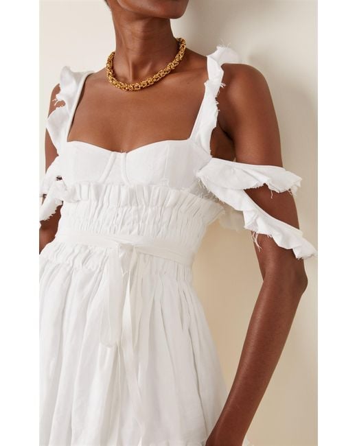 BROCK COLLECTION Samantha Cold-shoulder Tiered Linen Maxi