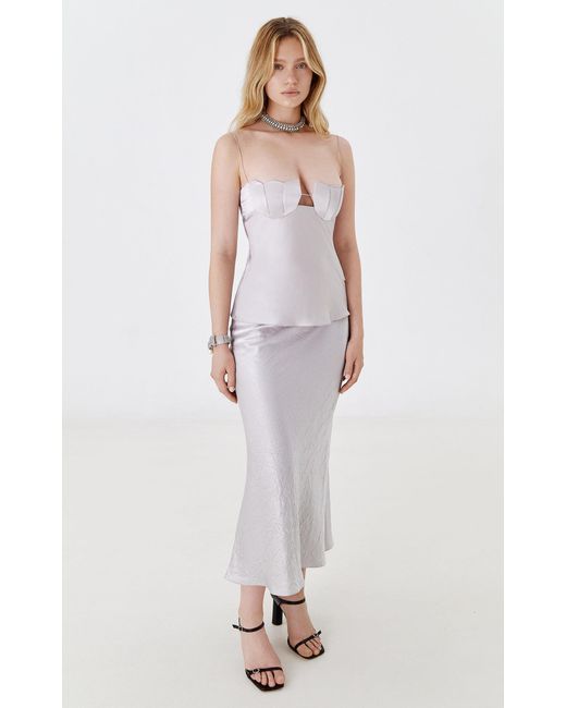 Anna October Lolantha Satin Top in White | Lyst