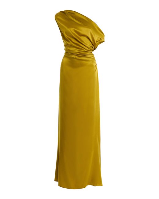 STAUD Phare Stretch-Silk Maxi Dress in Yellow | Lyst UK