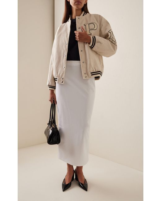 Prada Oversized Mohair-wool Varsity Jacket in Natural | Lyst