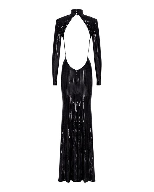 The New Arrivals Ilkyaz Ozel Donyale Open Back Sequin Maxi Dress in Black | Lyst UK