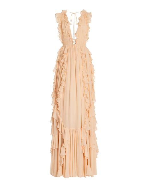 Ulla Johnson Florella Ruffled Silk Gown in Natural | Lyst