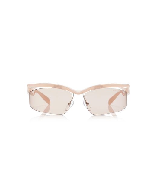 Prada Oval-Frame Plastic Sunglasses in Pink | Lyst UK