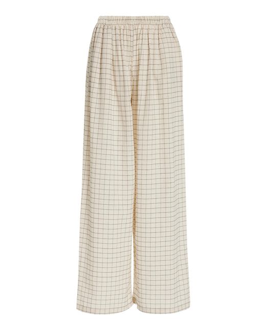 ELCE Exclusive Farah Checked Wide-leg Pants in White | Lyst