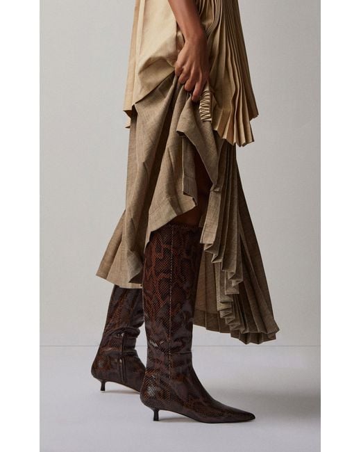 Aeyde Sabrina Snake-Effect Leather Knee Boots in Brown | Lyst Australia