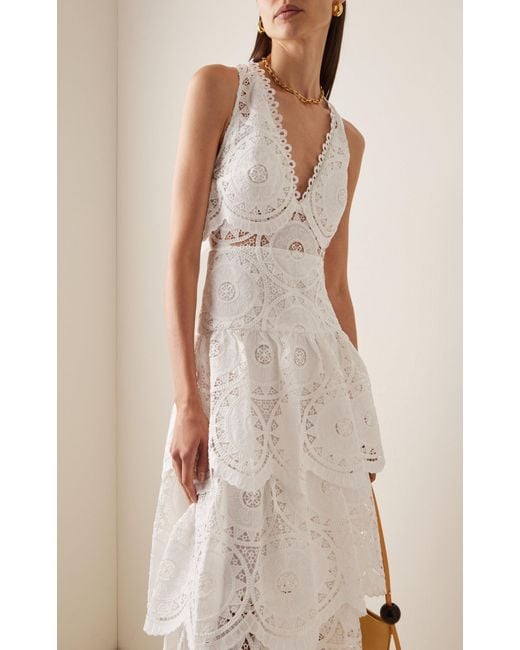 Alexis Aviana Tiered Lace Maxi Dress in White | Lyst