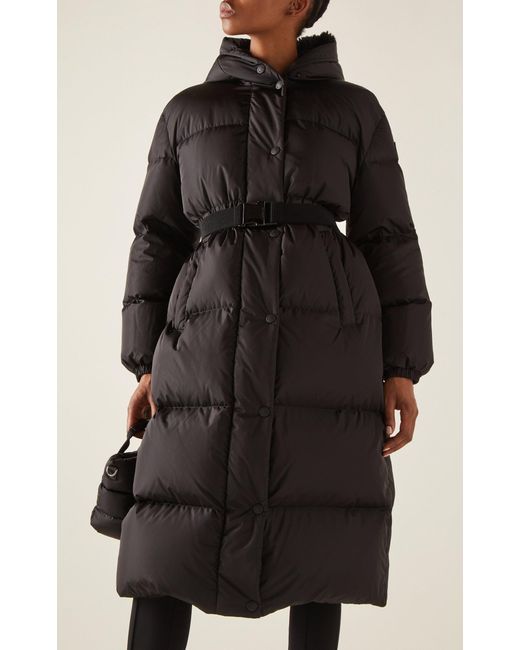 Moncler Bruneaux Shearling-trimmed Nylon Down Coat in Blue | Lyst