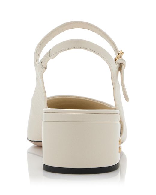Miu Miu Leather Slingback Mary Jane Pumps in White | Lyst