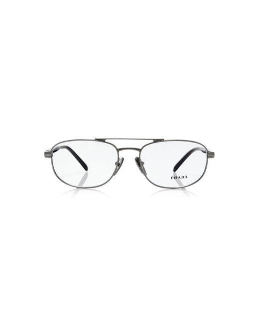 Prada Oval-Frame Steel Glasses in Metallic | Lyst