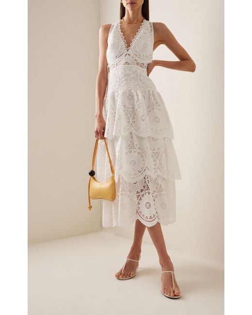 Alexis Aviana Tiered Lace Maxi Dress in White | Lyst