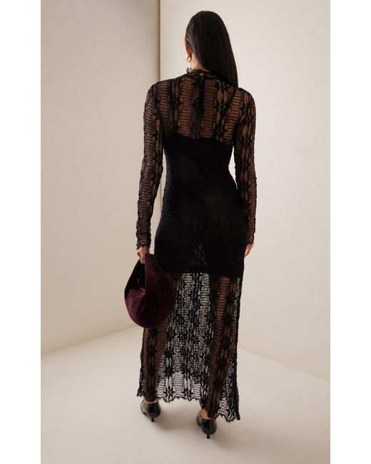 Ulla Johnson Talia Sheer Stretch-cotton Lace Maxi Dress in Black | Lyst