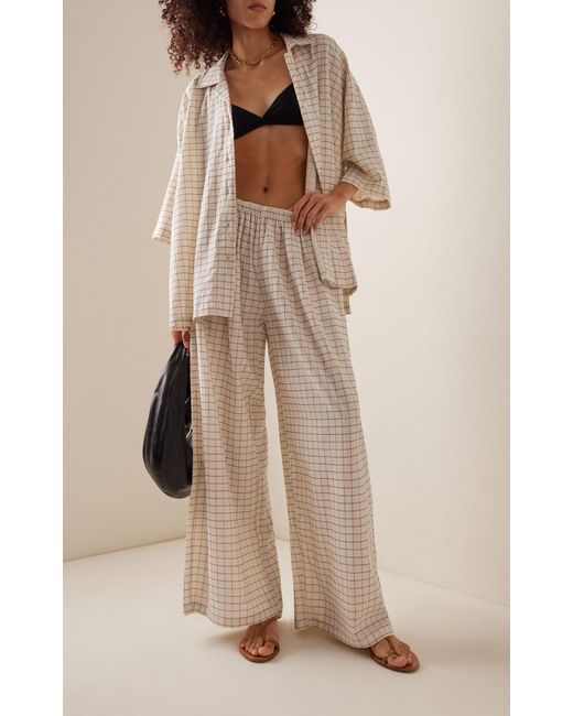 ELCE Exclusive Farah Checked Wide-leg Pants in White | Lyst