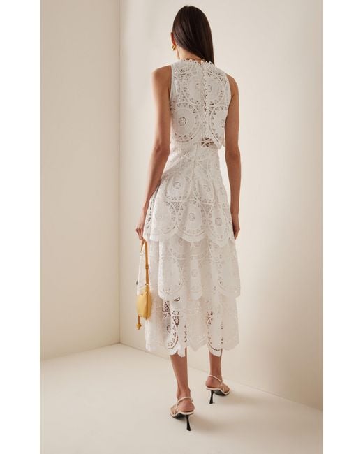 Alexis Aviana Tiered Lace Maxi Dress in White | Lyst