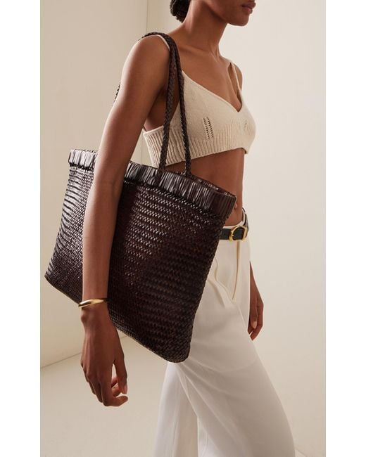 St. Agni Wide Bagu Woven Leather Tote Bag in Brown | Lyst