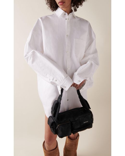 Balenciaga Superbusy Distressed Nylon Sling Bag in Black | Lyst