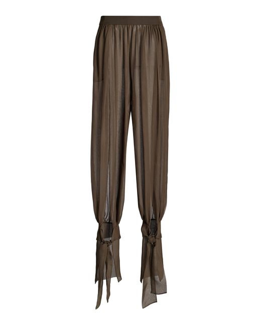 Burc Akyol Sultan Silk Chiffon Pants in Brown | Lyst