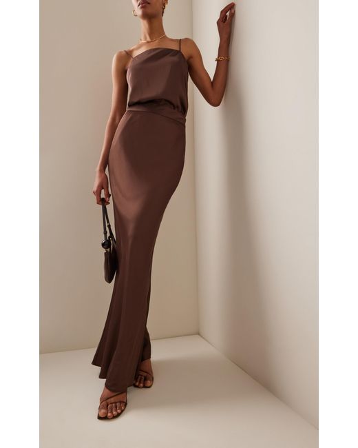 Significant Other Molly Satin Maxi Dress Set in Brown | Lyst Significant Other Molly Satin Maxi Dress Set in Brown | Lyst