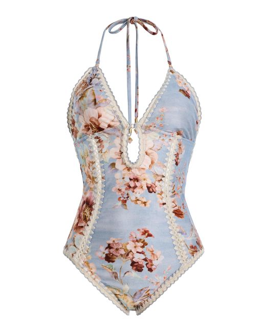 Zimmermann Awaken Crochet Keyhole Swimsuit in White | Lyst UK