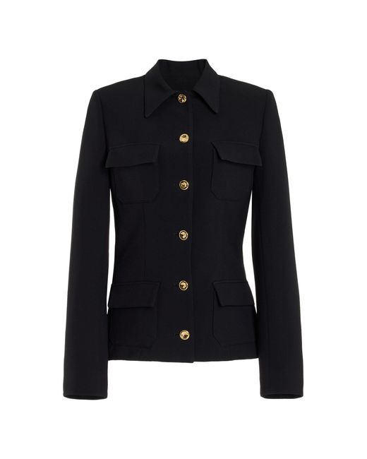 Brandon Maxwell The Gage Tailored Wool-silk Crepe Jacket in Black | Lyst