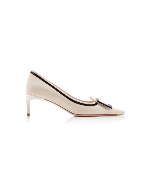 Roger Vivier Decollete Patent-trimmed Leather Pumps in White | Lyst