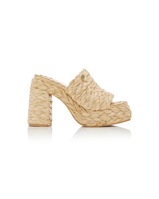 Stella McCartney Skyla Woven Raffia Platform Mules in Natural | Lyst