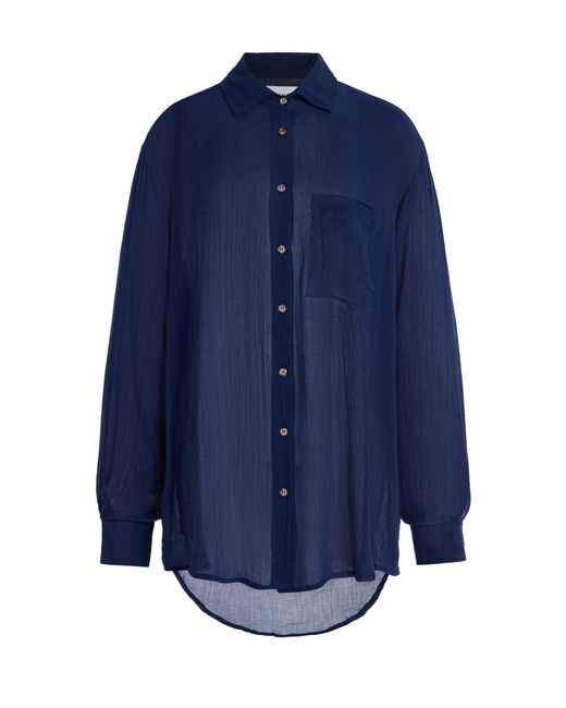 Anemos Exclusive Oversized Gauze Pool Shirt Dress in Blue | Lyst UK
