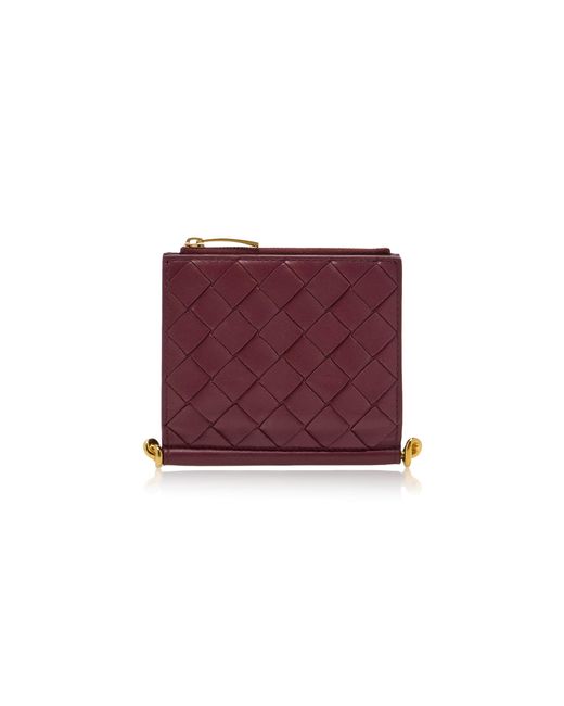 Bottega Veneta Solstice Small Intrecciato Leather Wallet in Red | Lyst