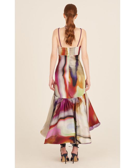 Silvia Tcherassi Mogador Stretch Silk Midi Dress In Red Lyst